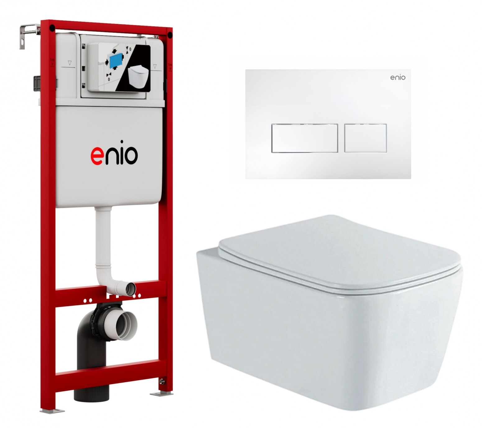 Комплект 3 в 1 инсталляция Enio Profi EN7050050 + Унитаз подвесной AQUATEK Либра New AQ1148N-00 + кнопка белая матовая Linea