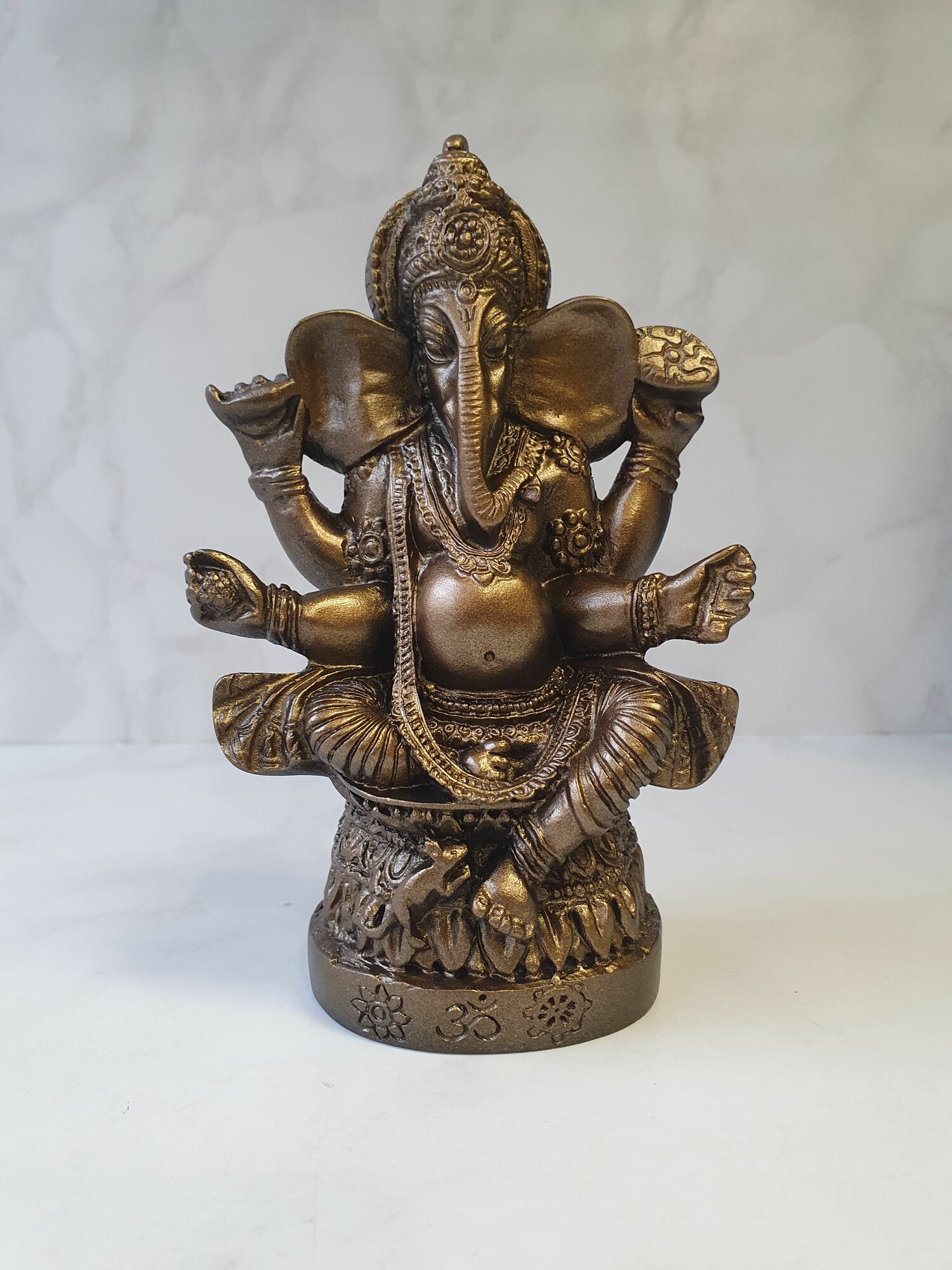 Статуэтка Ганеша (Бог Слон), 17см. Цвет бронзовый, гипс