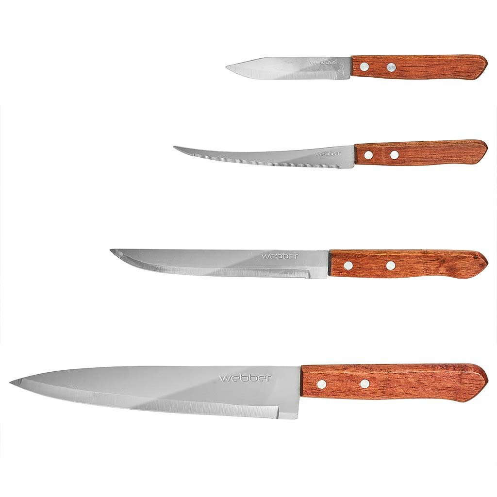 Набор ножей 4 предмета в блистере Webber ВЕ-2311 ручка дерево