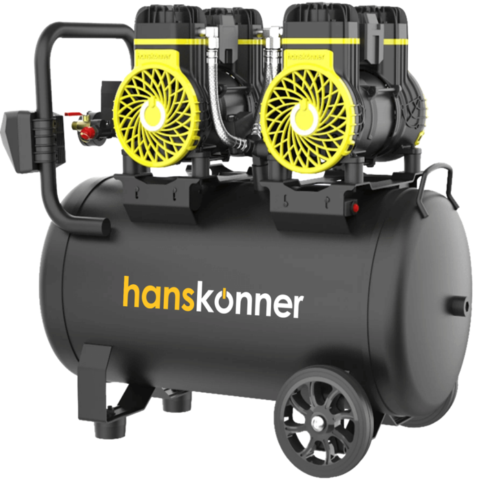Компрессор воздушный безмасляный Hanskonner HAC502 2*1450 Вт, 500л/мин, ресивер 50 л, 8 бар