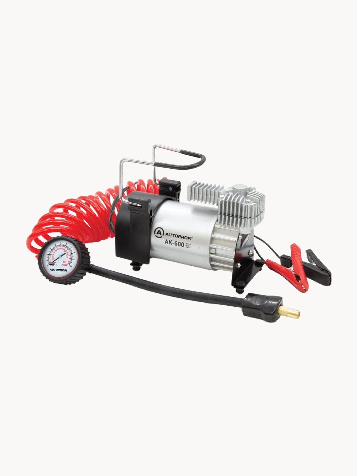 Компрессор автомобильный. Насос электрический от клемм аккумулятора. AUTOPROFI, 60 л./мин, 12V/23A, AK-600