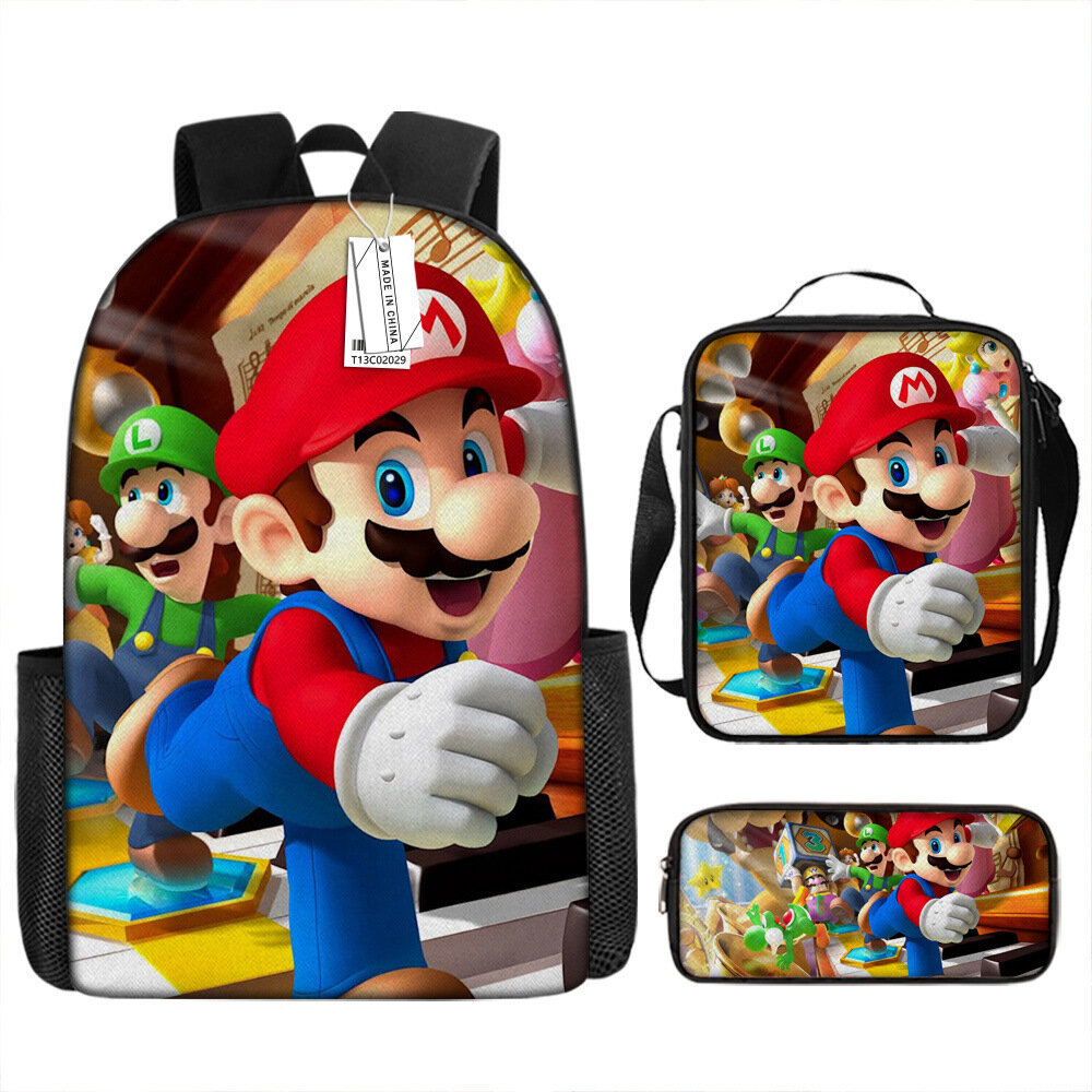 Новый трансграничный модный рюкзак Super Maria MARIO, школьная сумка Mario в европейском и американском стиле, пенал из трех предметов