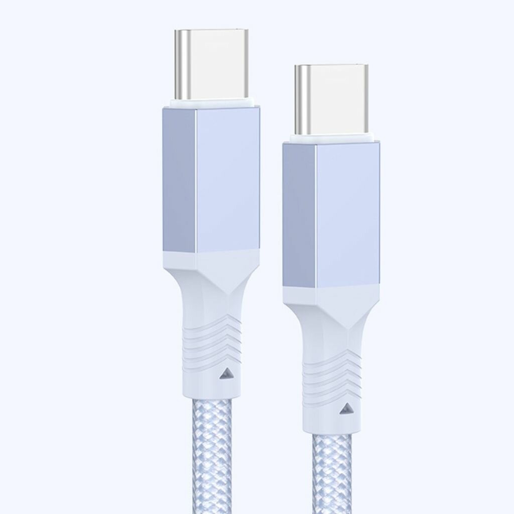 Кабель для передачи данных с двойной головкой type C подходит для зарядки нескольких устройств, модель purple hexagonal длиной 0,3 м