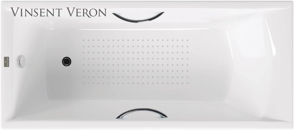 Ванна чугунная Vinsent Veron Devon VDV1807045H/E60327CH-AS 180x70 см, с ручками, антискользящим покрытием, белый