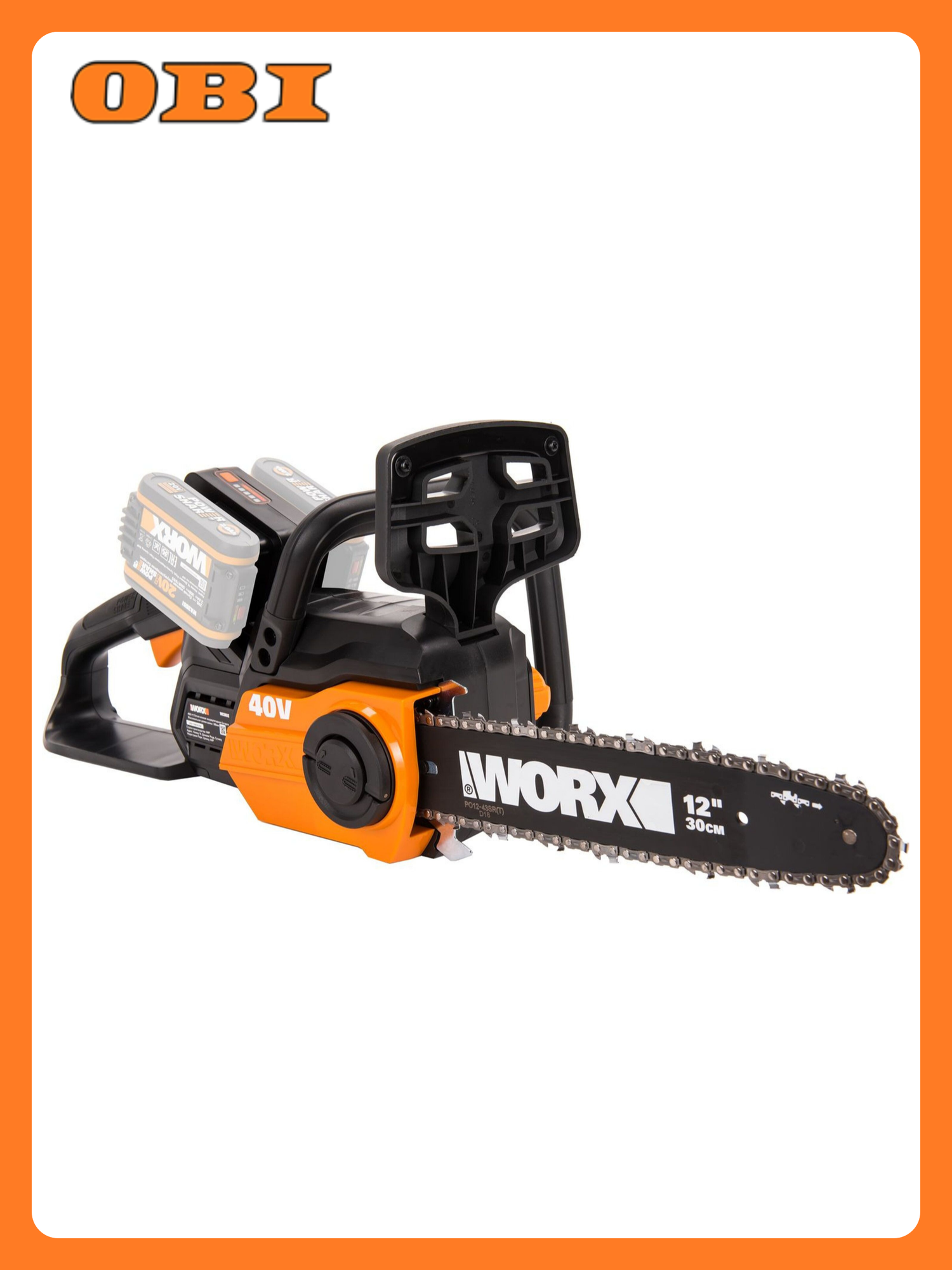 Аккумуляторная пила Worx WG381E.9, тормоз цепи, плавный пуск, 20 В, 30 см, без АКБ и зарядного устройства