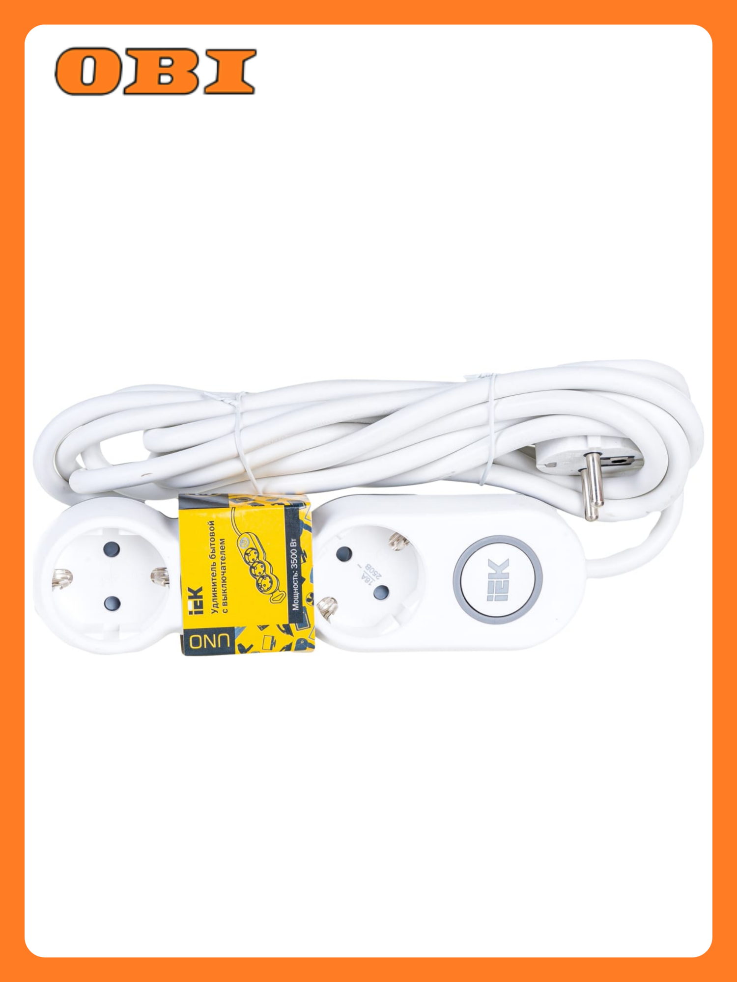 Удлинитель У03В 3 места 2P+PE/3м 3х1,5мм2 16А/250В UNO IEK