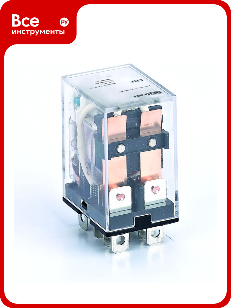 Промежуточное реле DEKraft ПР-102, 2 конт, 10 А, 24 В, тип DC 23904DEK для управления нагрузками