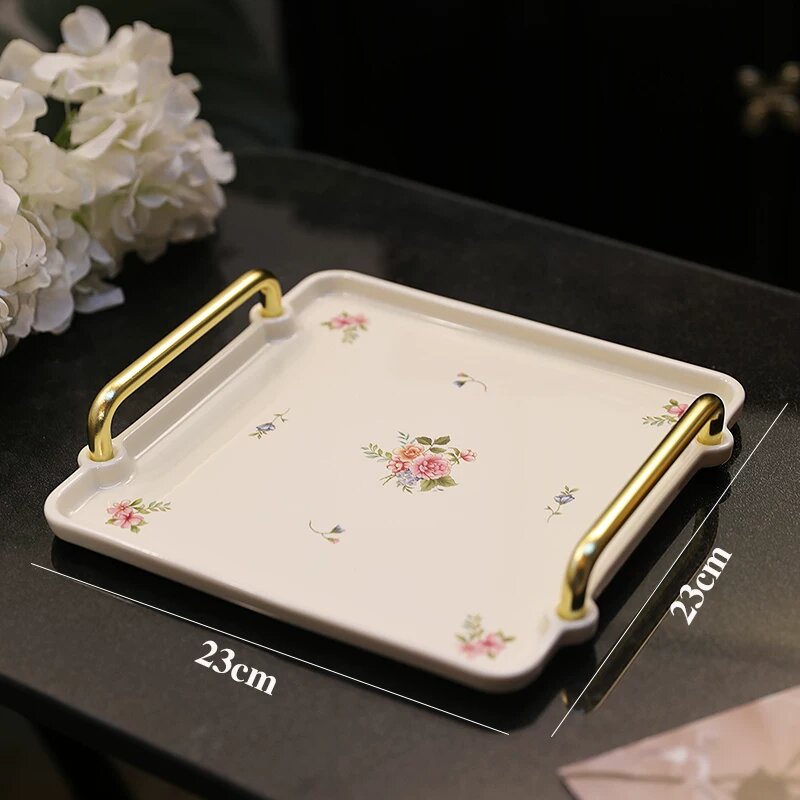 Керамический квадратный поднос Spring Flower F Series для отеля, чайных сервизов и элегантного обеда