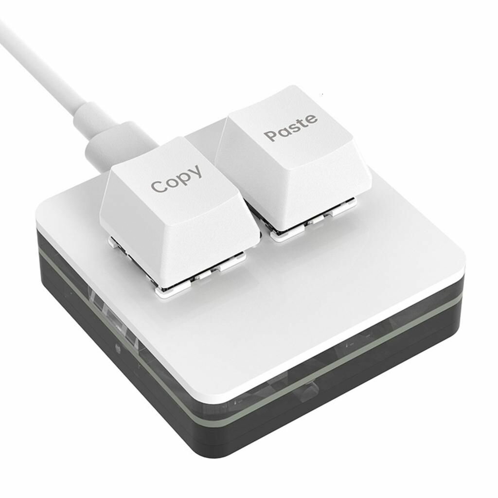 2-кнопочная механическая клавиатура с USB-C и подсветкой, Белый - Английская версия