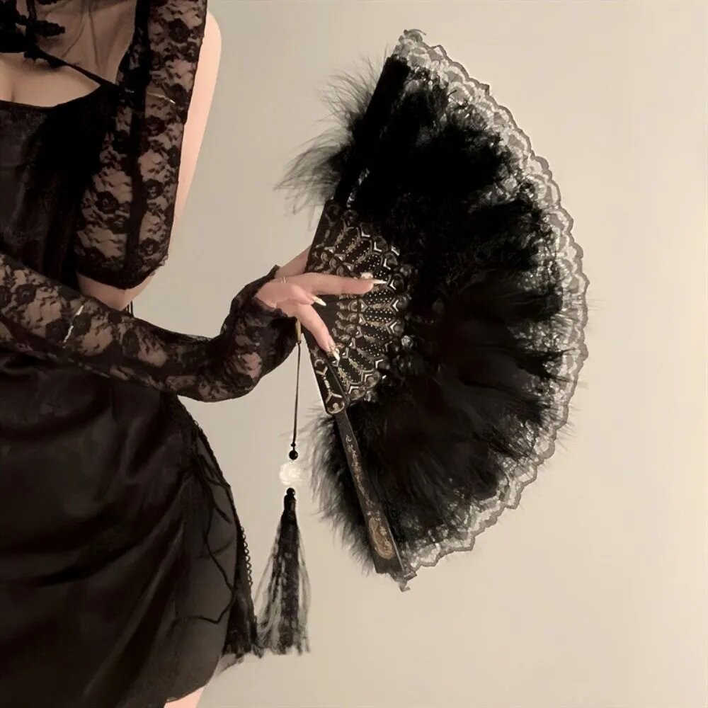 Женский Ретро кружевной веер из перьев - реквизит для фотосъемки