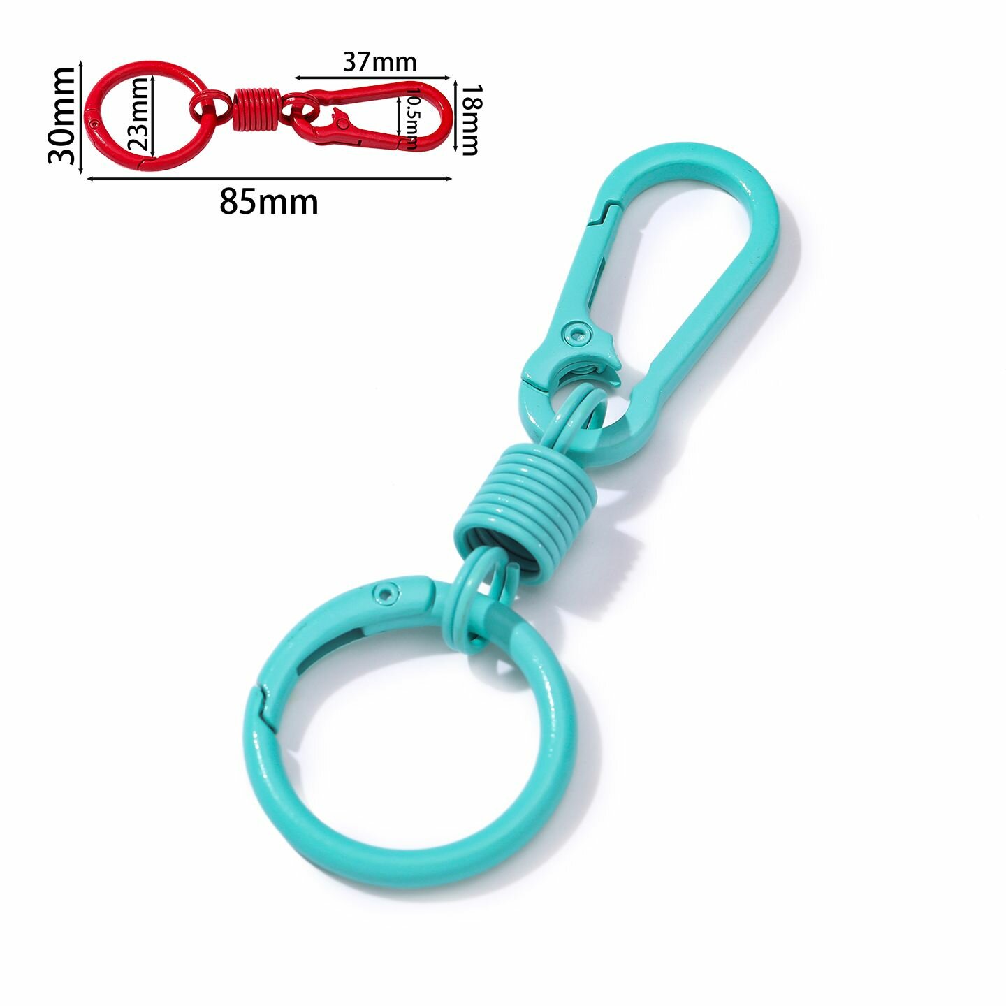 Фурнитура для брелка, цветное кольцо для ключей с карабином, 1 шт