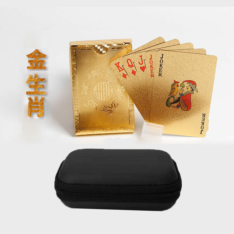 Золотые покерные карты, моющиеся, долговечные, золотая фольга, подарок для покера, пластиковые PVC, бридж, маджонг, внешняя торговля