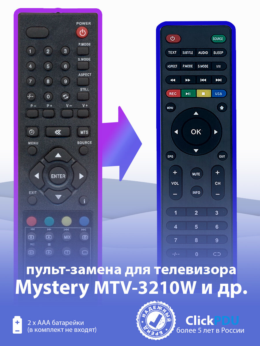 Пульт для телевизора Mystery MTV-3210W и других