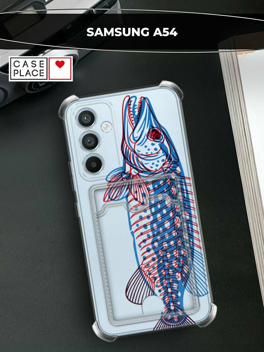Чехол на Samsung Galaxy A54 5G (Самсунг Галакси А54 5G) с картой и принтом Рыба вертикаль