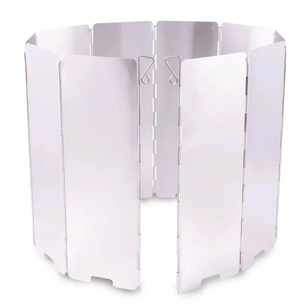 Универсальный ветрозащитный экран для газовых горелок и плиток. Нержавеющая сталь, отражатель тепла. Для туризма, похода, кемпинга. Повышает эффективность готовки на ветру.