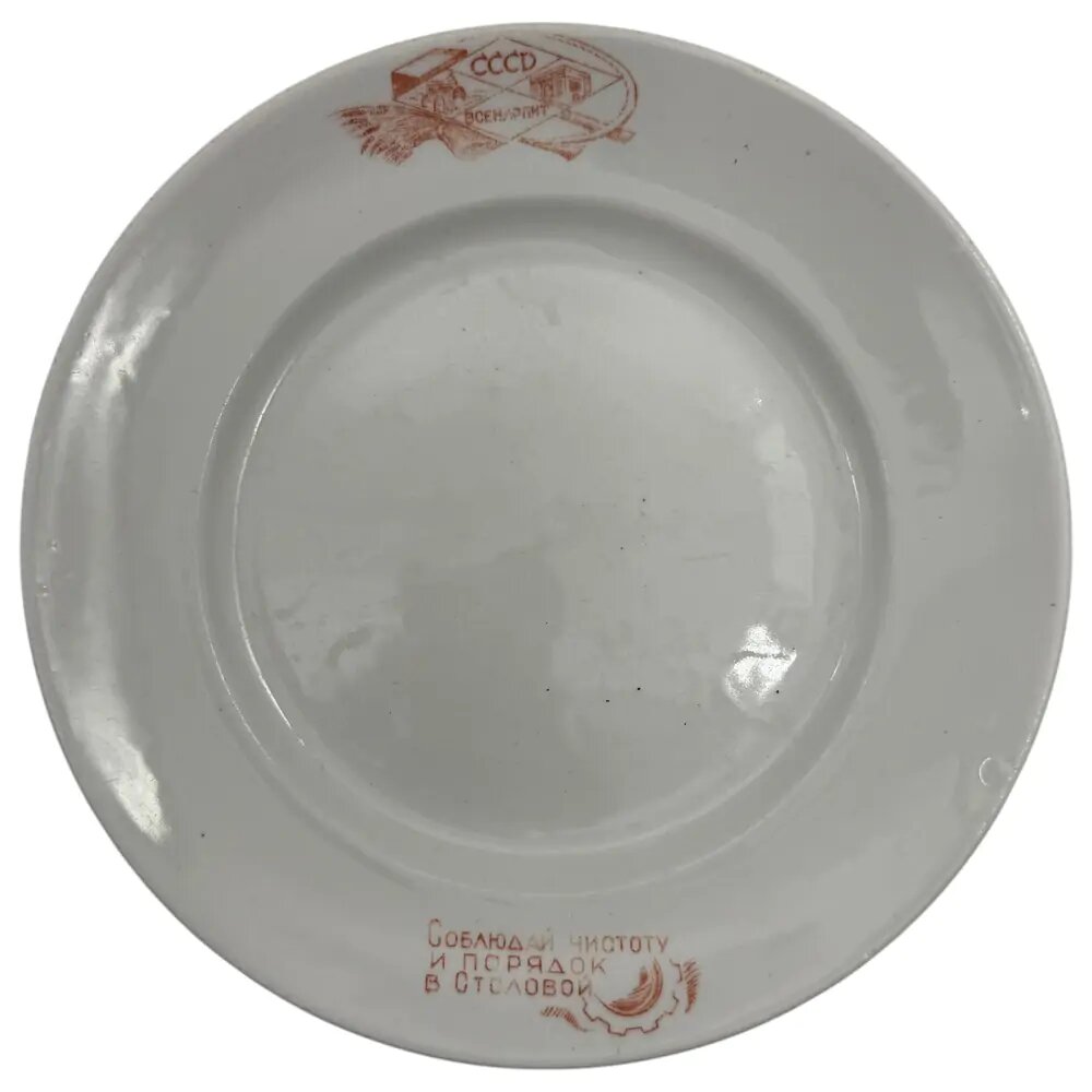 Тарелка "ВсеНарПит" 24 см, фаянс, 1920-1930 гг, завод "Пролетарий", Бронницы, СССР