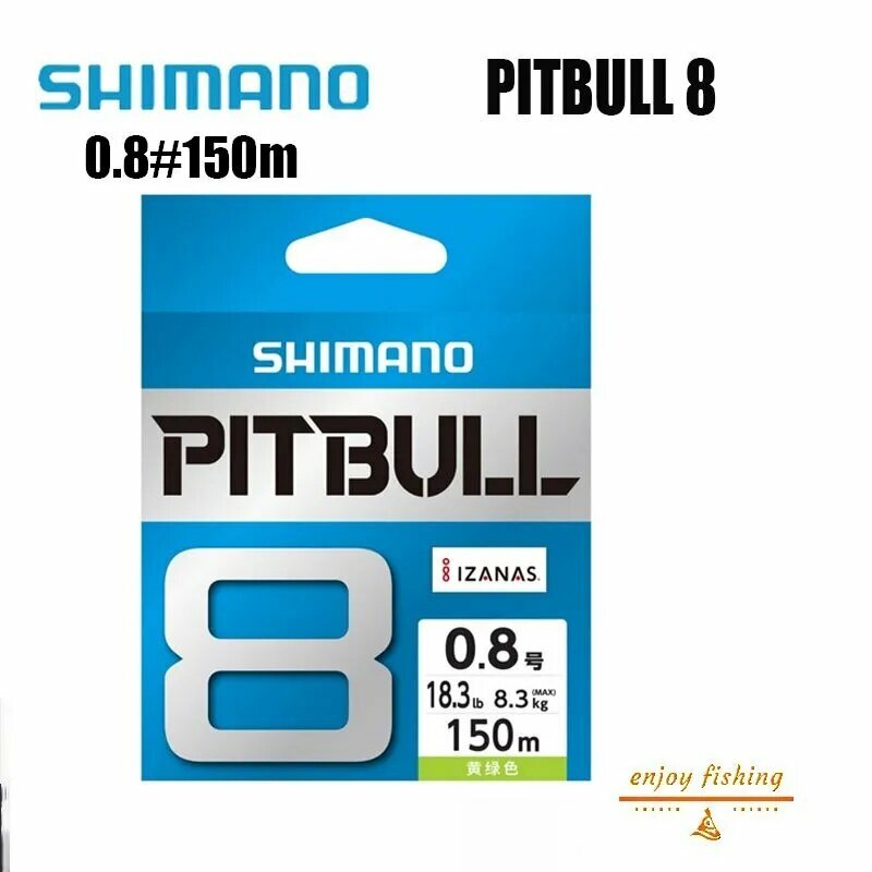 Shimano PITBULL 8 BRAID-0.8#-150M Green Леска Леска плетёный для рыбалки
