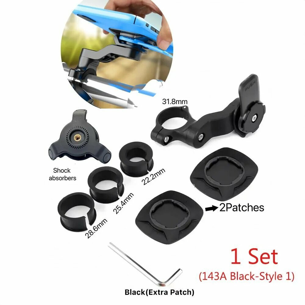 Quad Lock Антивибрационный Держатель для Телефона на Руль Мотоцикла с Демпфером - Универсальный Кронштейн для iPhone и Android, Велосипедный Замок (Защита от Вибрации 90%)