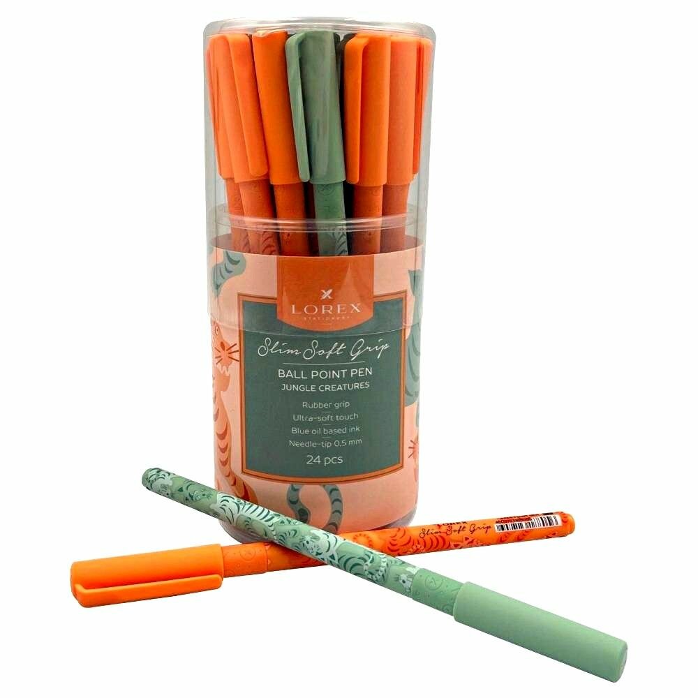 Ручка шариковая LOREX масляная, 0.5 мм, "Slim Soft Grip. Jungle Creatures", синяя LXOPSSG-JC, 1 шт