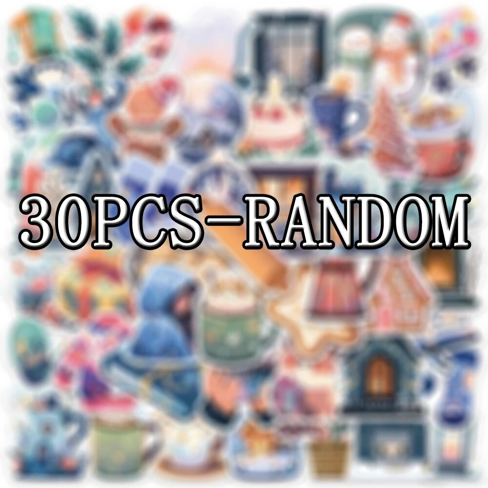 Наклейки зимние мультяшные, 30шт, OPQ093-30pcs
