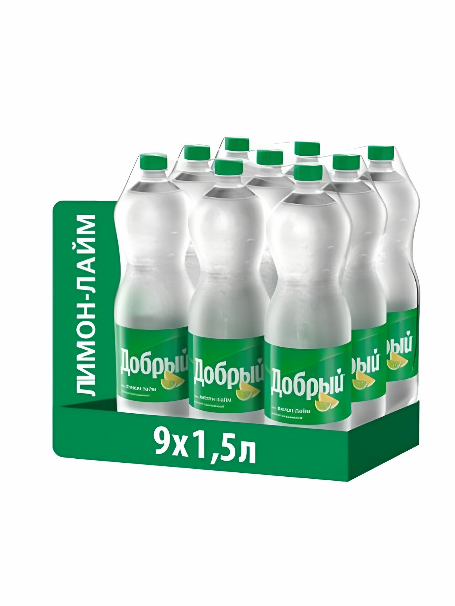 Напиток Добрый Лимон-лайм, газированный, 1,5 л. ПЭТ. Упаковка 9 шт.