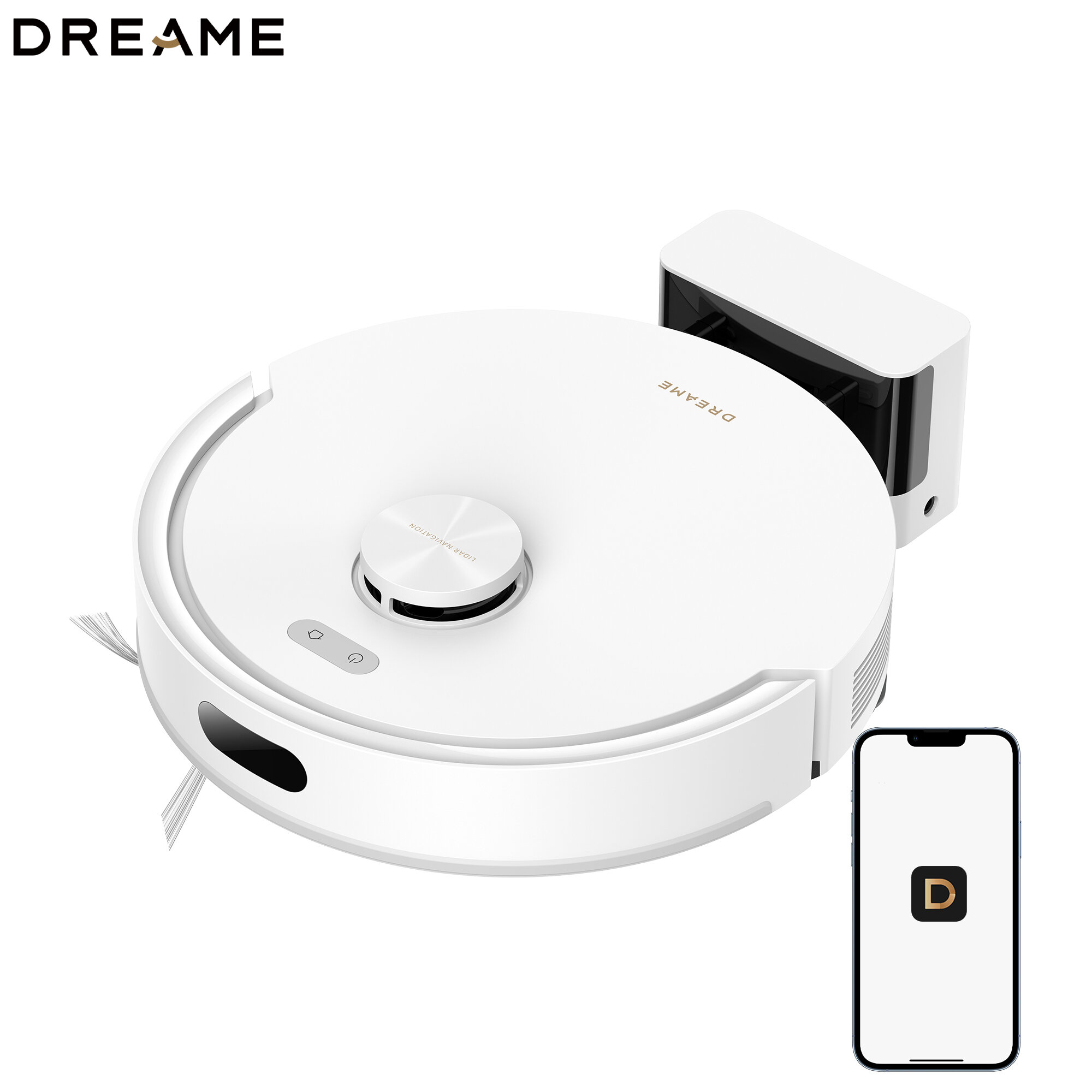 Dreame F20 — белый робот-пылесос 2-в-1, 18 000 Па, умная навигация и App-управлениеуправление