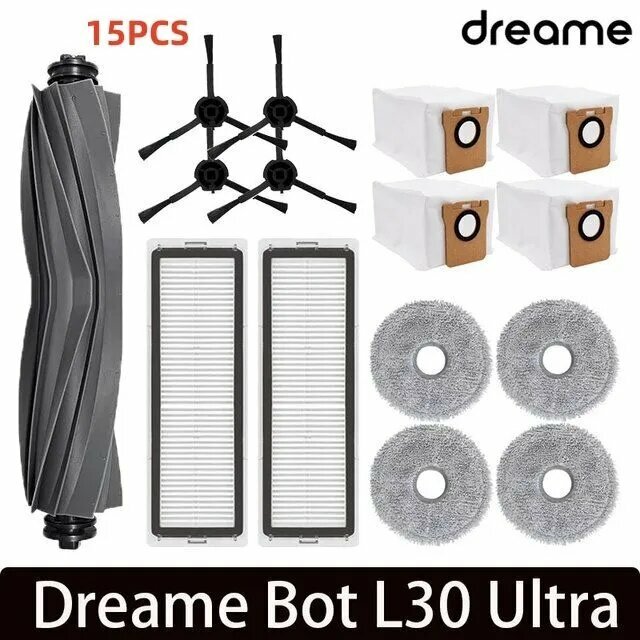 Сменные детали для робота-пылесоса Dreame L30 Ultra, основная и боковая щетки, фильтр нера, насадка на швабру