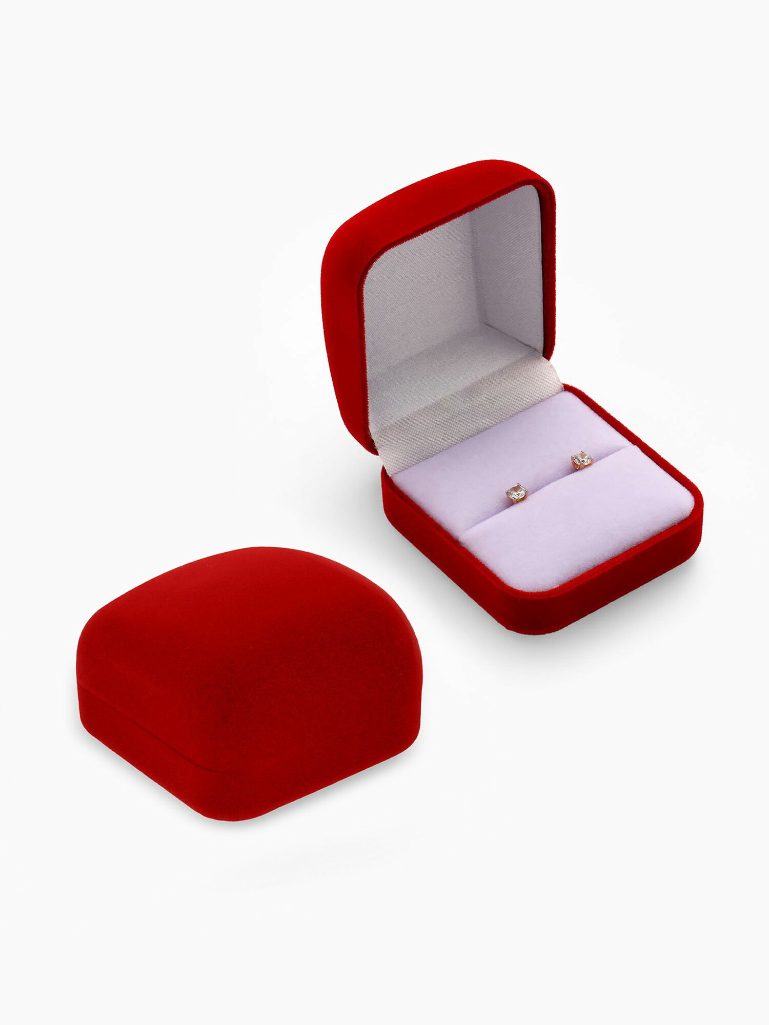 Футляр под кольцо, серьги "Классический", бархатный, 5x5.5 см, красный