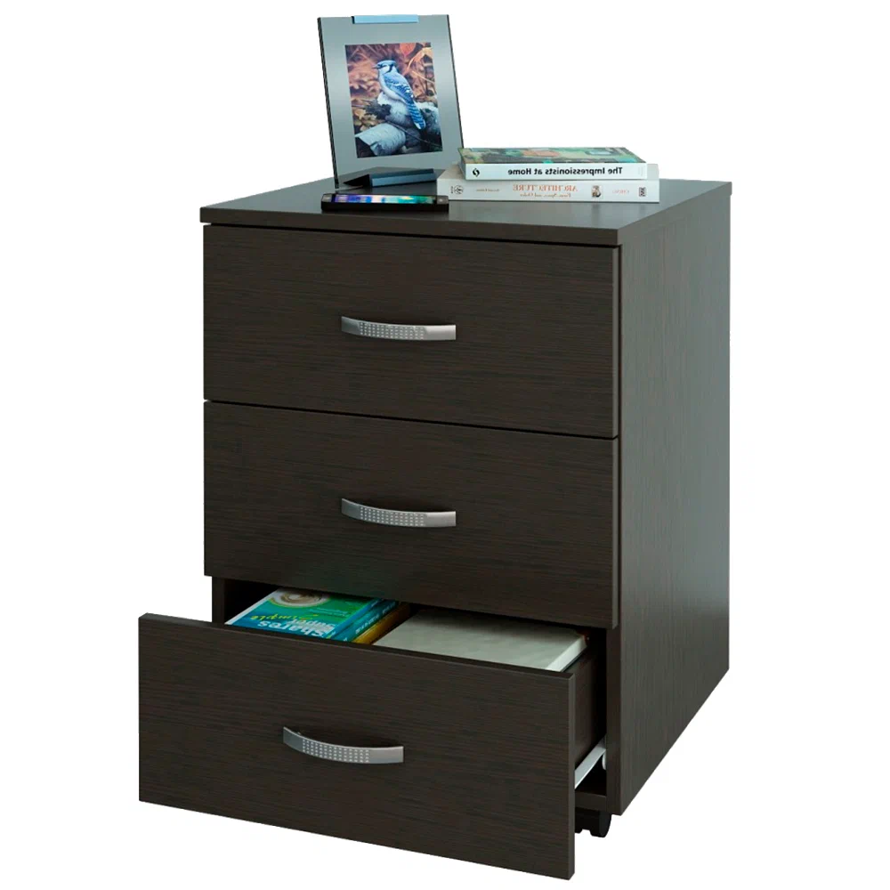 Тумба прикроватная подкатная Брик венге, ЛДСП, 45х50х60 см, 3 ящика