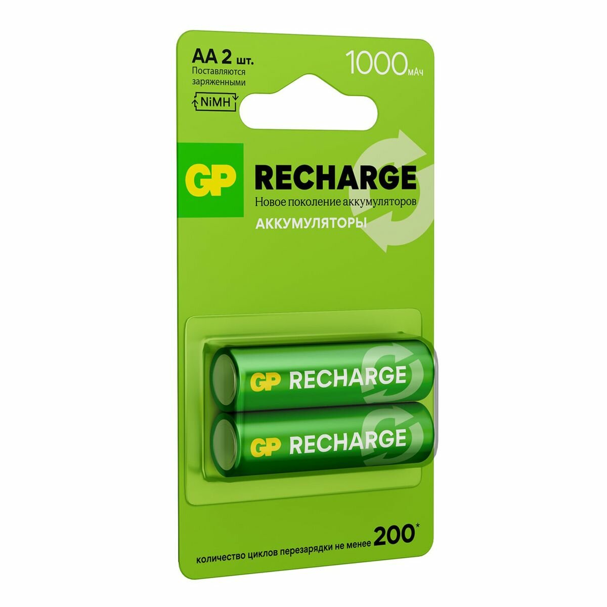 Аккумулятор GP ReCharge АА (HR6) 1000 mAh, 2шт. в упаковке (100AAHCV-2CRSB)