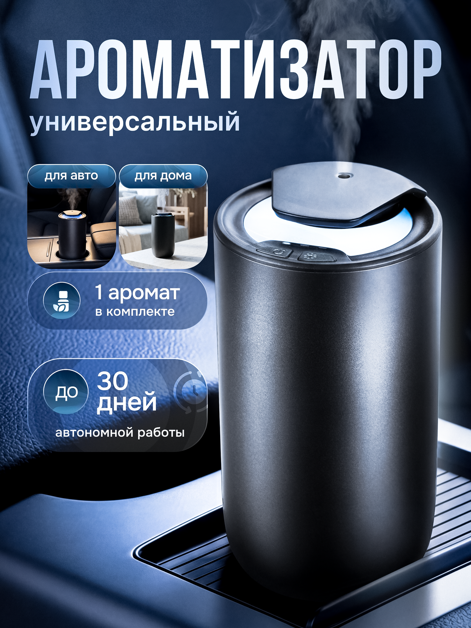 Ароматизатор в машину, ароматизатор для дома универсальный А613, графитовый, 15мл, PROSFD