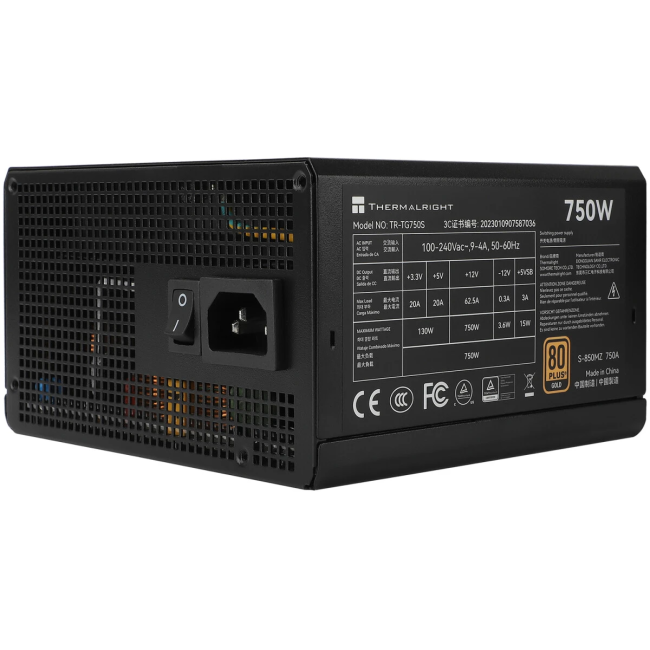 Блок питания ПК Thermalright TR-TG 750S, 750W 80+ Gold (ATX, 3.0, PCIe 5.0, Non-modular, 1x24(20+4)pin)