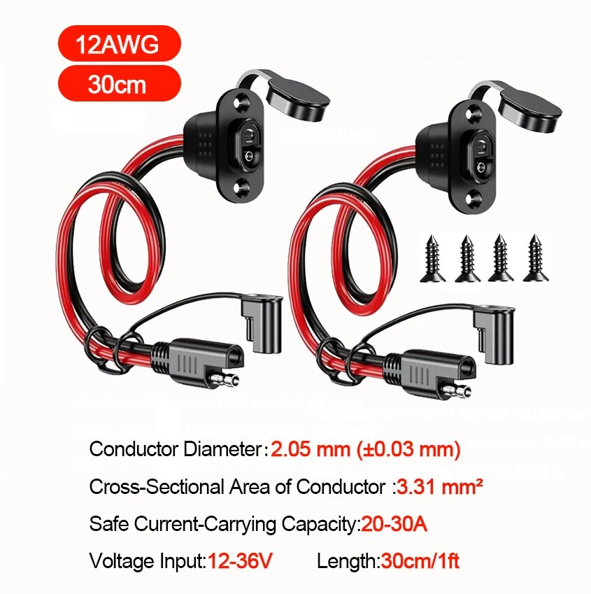 Жгут быстрого разъема SAE Адаптер SAE Штекер-мама Кабель-разъем 1FT 12AWG Удлинитель SAE