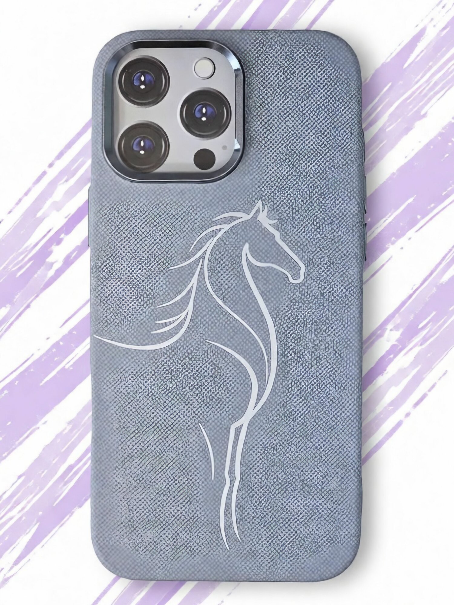 Чехол матовый под карбон Luxo для iPhone 16pro max с поддержкой MagSafe The White Horse/ накладка для смартфона, айфона рисунок кевлар /