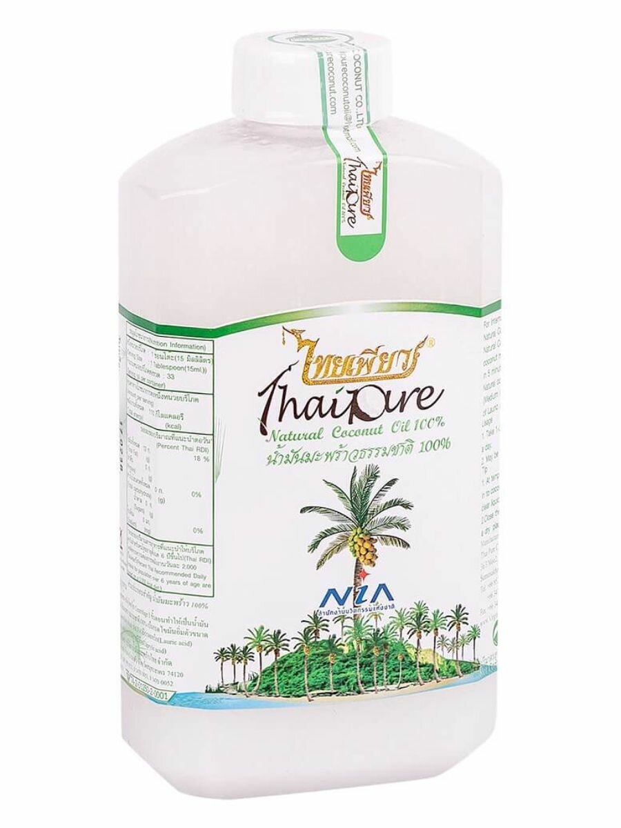 Тайское кокосовое масло холодного отжима Thai Pure большой объём, 1 литр
