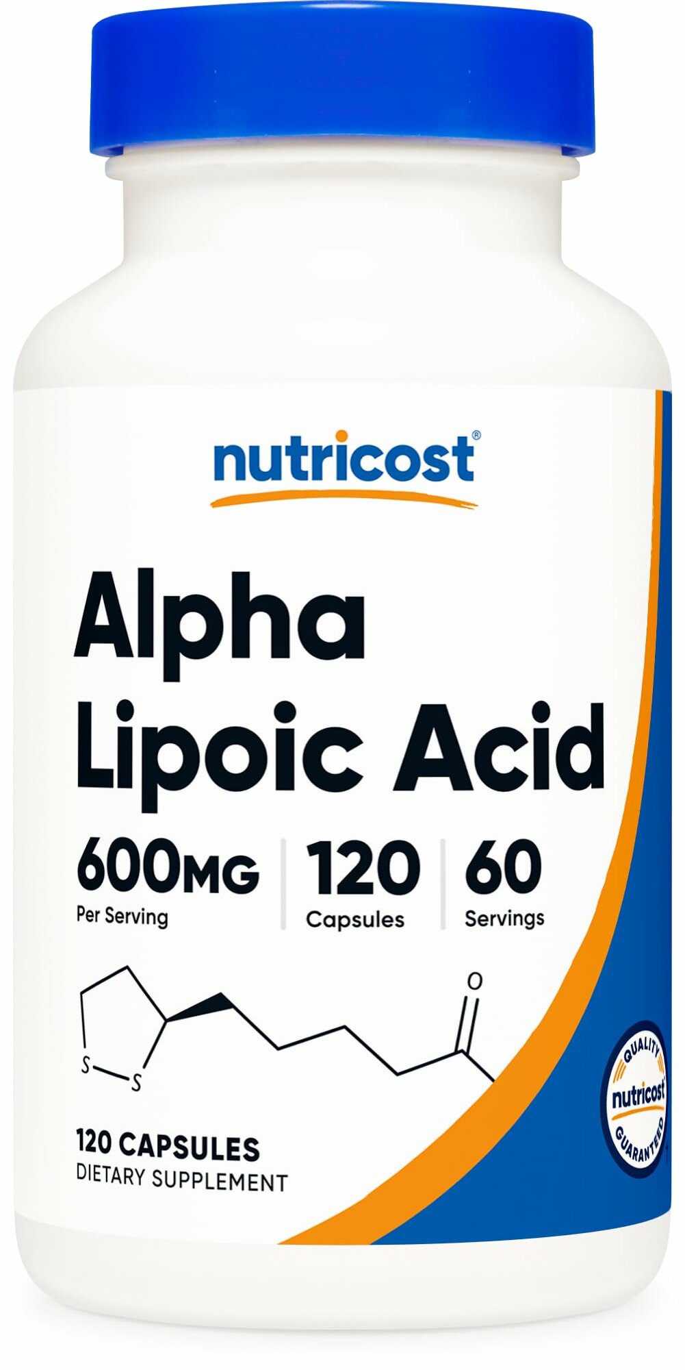 Альфа-липоевая кислота Nutricost 600 мг на порцию 120 капсул, 60 порций - растительные капсулы, без ГМО