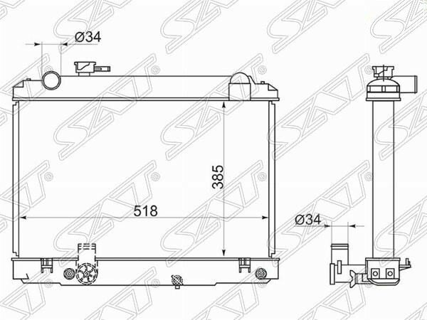 Радиатор SAT TY0062-1 Toyota Dyna 95-99 / ToyoAce 95-99