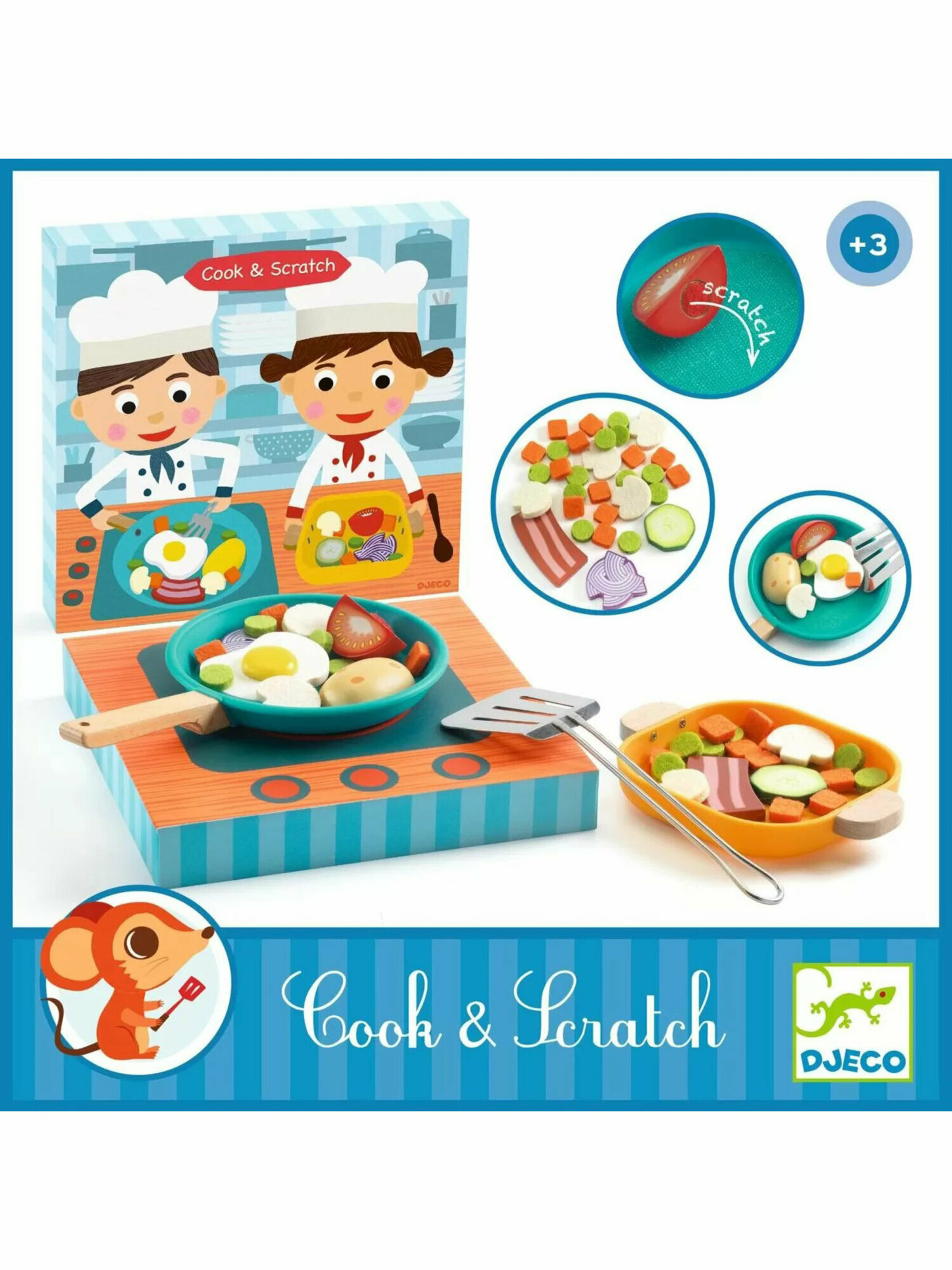 Развивающая деревянная игрушка Djeco - Cook & Scratch Готовка с нуля, для ролевой игры