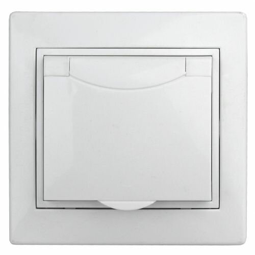 Розетка 1-м СП Plano 1-207-01 16А IP42 250В 2P+E Schuko защ. шторки с крышкой бел. Intro Б0053932