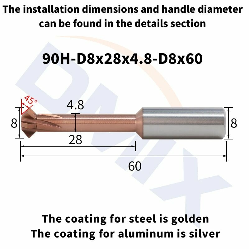 Фреза DMIX 90H-D8x28x4.8-D8x60 для стали