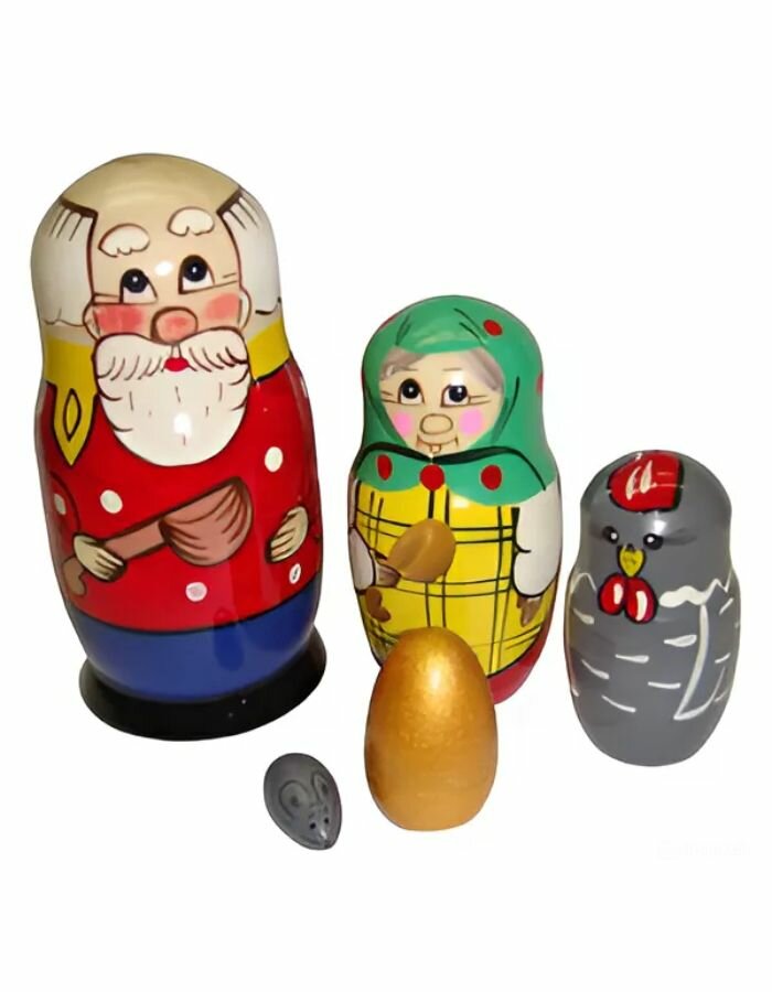 Детский кукольный театр "Матрёшка-сказка "Курочка Ряба", 5 в 1, 5 деревянных фигурок
