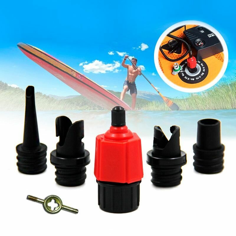 Адаптер переходник для накачки лодки от автомобильного насоса, набор насадок воздушного клапана лодки ПВХ, для накачивания SUP