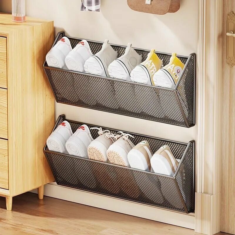 Обувница IKEA, металл, крепление к стене, 2 отделения, чёрный, 10 см x 40 см x 26 см