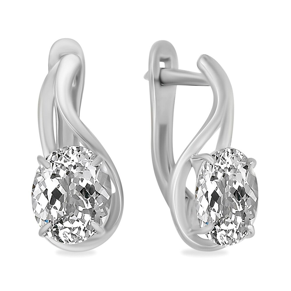 Серьги, серебро, 925 проба, родирование, фианит