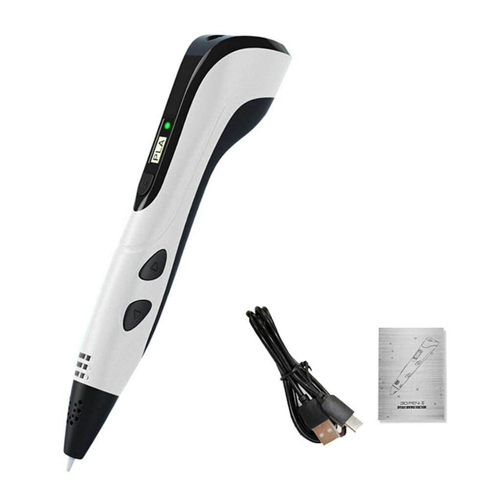 3D ручка для рисования, совместима с PLA/ABS 1,75 мм, регулируемая скорость и нагрев 185-210C, USB питание 5V 2A, сопло 0,7 мм, компактный портативный корпус 18x2,8 см
