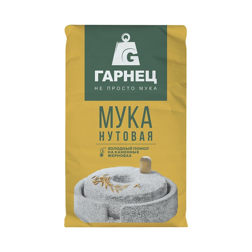 Мука Гарнец, нутовая, цельнозерновая, высший сорт, без глютена, без ГМО, 0,4 кг