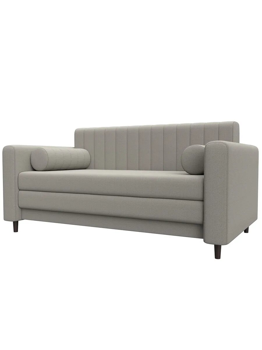 Диван прямой Браун со спальным местом 137х199 см, на ножках, две декоративные подушки, рогожка