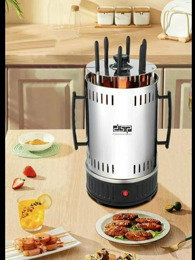 Домашняя крытая бездымная наружная гриль-барбекю из нержавеющей стали, 1000 Вт, с 12 шампурами для барбекю