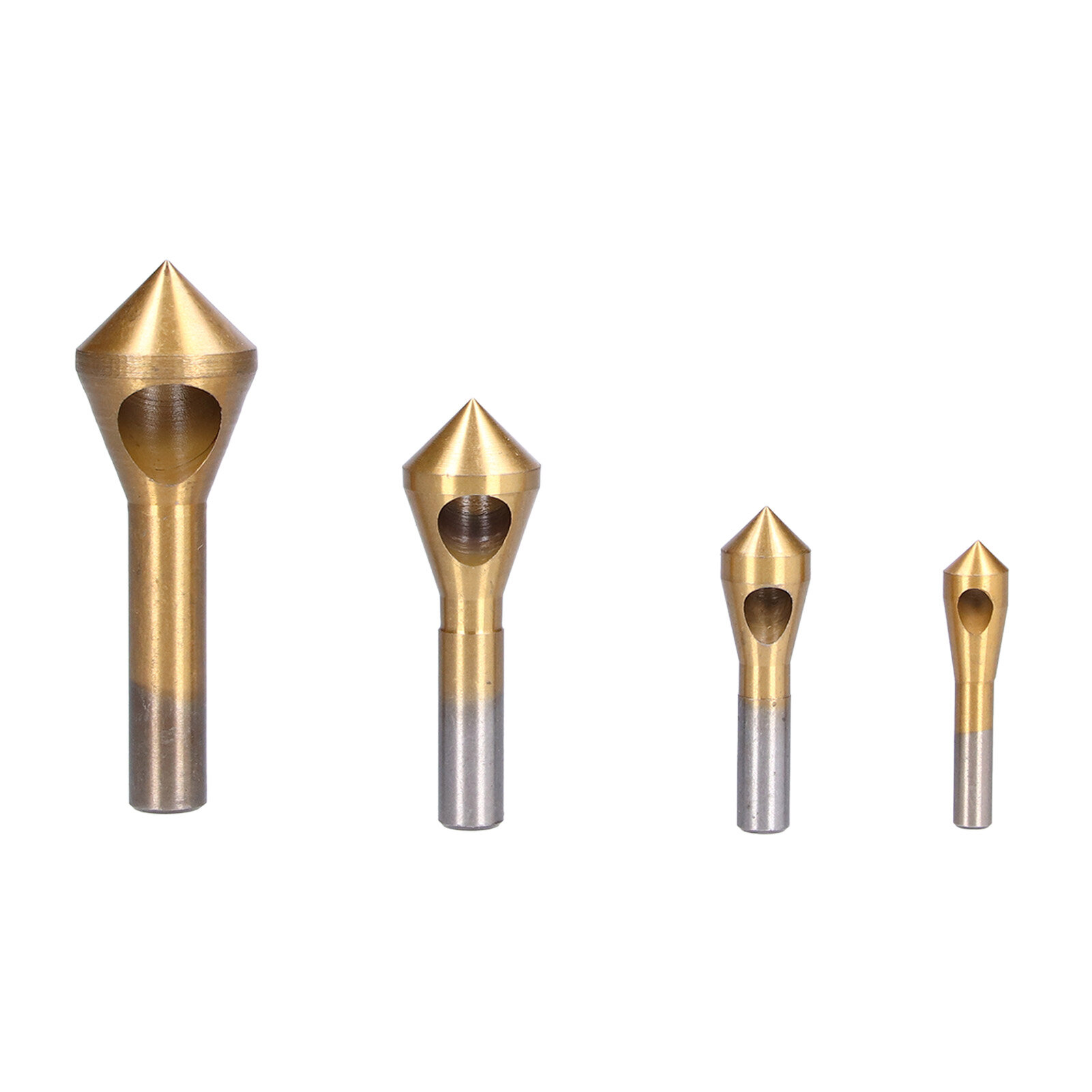 Набор из 4 сверл-зенкеров из быстрорежущей стали для снятия заусенцев, конических отверстий, инструмента для снятия фаски по металлу, дереву, пластику