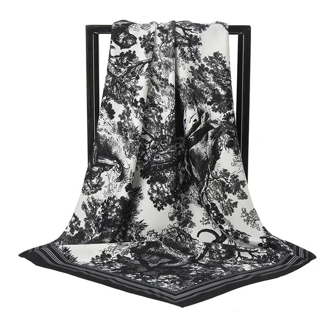 90*90 см Элитный бренд шелковый квадратный шарф хиджаб женский бандана мягкие шарфы шейный платок женская шаль для волос повязка на голову